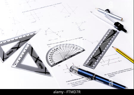 mathematical calculations and technical drawing Stock Photo - Alamy