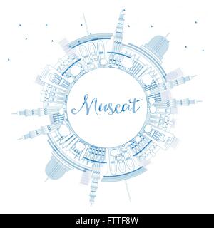 Oman, Muscat architecture line skyline illustration. Linear vector ...