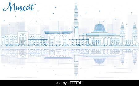 Oman, Muscat line travel skyline set. Oman, Muscat outline city vector ...