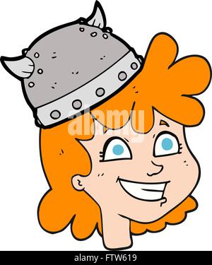 freehand drawn cartoon female viking Stock Vector Image & Art - Alamy