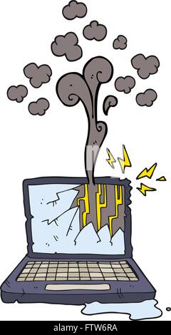 freehand drawn cartoon broken computer Stock Vector Image & Art - Alamy