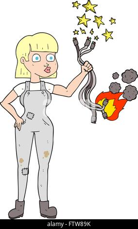 freehand drawn cartoon female electrician Stock Vector Image & Art - Alamy