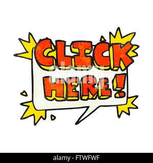 freehand textured cartoon click here sign with finger Stock Vector ...