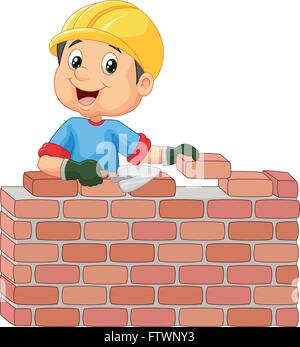 laying bricks cartoon Stock Vector Art & Illustration, Vector Image ...