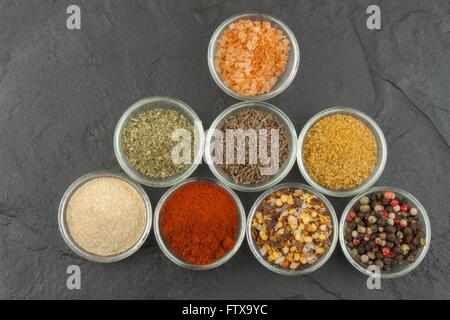 The joy of cooking, preparation of spices. Various kinds of spices ...