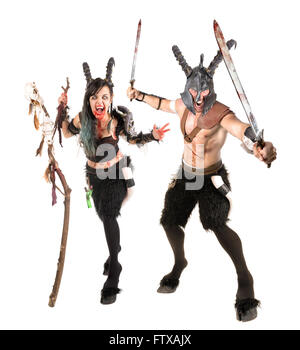 Fantasy faun couple isolated in a white background Stock Photo - Alamy