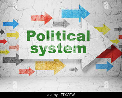 Political concept: arrow with Political System on grunge wall ...