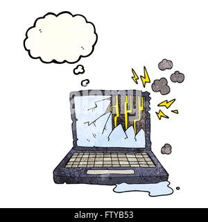 freehand textured cartoon broken computer Stock Vector Image & Art - Alamy