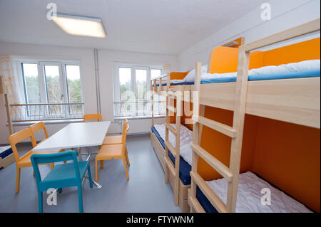 A room of the youth hostel in Prora on the island of Ruegen, Germany ...