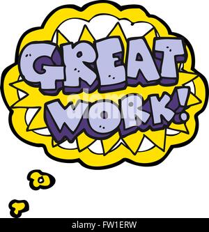 freehand retro cartoon great work symbol Stock Vector Image & Art - Alamy