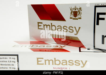 Selection of Embassy No 1 Cigarettes on sale in a tobacconist Stock ...