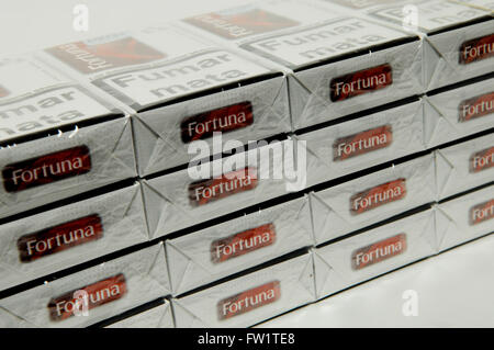 Selection of Fortuna Cigarettes on sale in a tobacconist Stock Photo ...