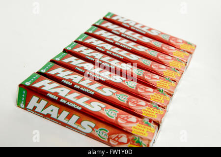 Halls cough drops on plain white background Stock Photo - Alamy