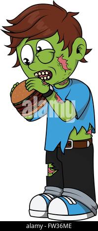 happy Burger. fast food zombie in the grave. Comic cartoon pop art ...