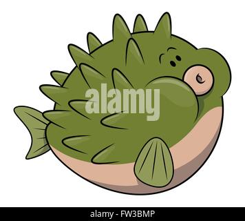 Funny Cartoon Puffer Fish Fugu Stock Vector Image & Art - Alamy