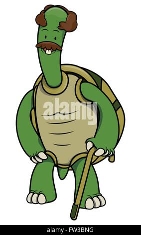 cute cartoon old turtle with walking stick Stock Vector Image & Art - Alamy