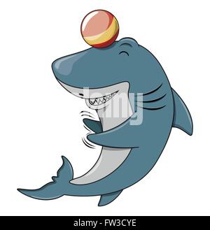 Shark Playing Beach Ball Cartoon Colored Clipart Stock Vector Image ...