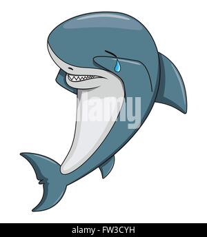 A cartoon illustration of a shark sad and crying Stock Vector Image ...