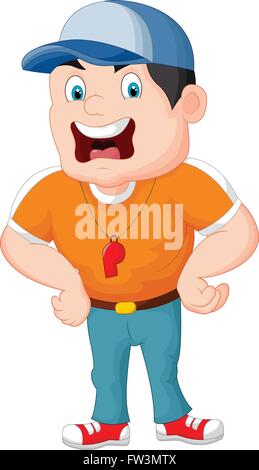 A cartoon illustration of a muscular coach yelling Stock Vector Image ...