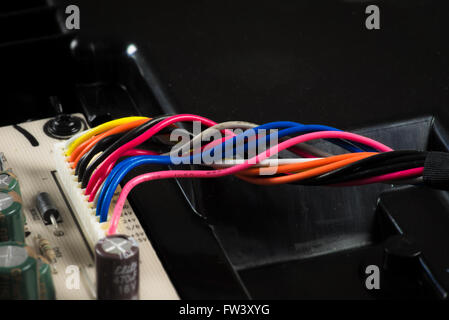 Colorful wires on a motherboard with electronic material Stock Photo ...