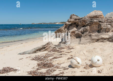 The beach at Henrietta Rocks on Rottnest Island, Western Australia ...