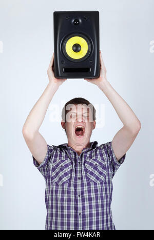 Funky man with loud speaker Stock Photo - Alamy