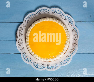 Advocaat cake on blue wood Stock Photo - Alamy