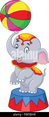 Elephant on Circus Podium Isolated Coloring Page Stock Vector Image ...