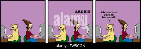 Business cartoon about email overload Stock Photo - Alamy