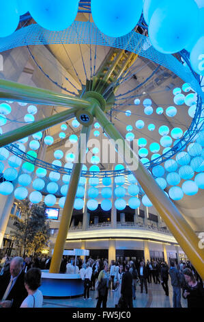 hanging lamp display, in the foyer of the concert auditorium of the O2 ...