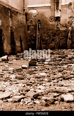 Victorian wharf at low water, with wooden bulwarks and cast iron ...