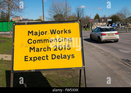 Road works, expect delays sign in congested Central london UK Stock ...