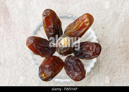 Seven dates placed in glass plate Stock Photo - Alamy