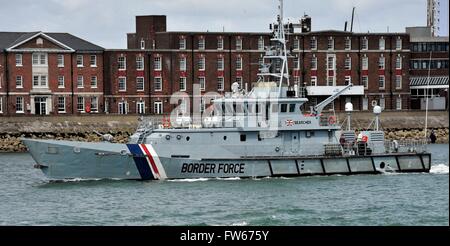HMC Searcher Border Force patrol boat off the Isle of Scilly Stock ...