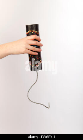 Thunder drum or spring drum being played by a percussionist. Small tube ...