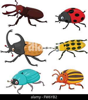 Funny horned beetle. Cartoon bug. Insect character Stock Vector Image ...