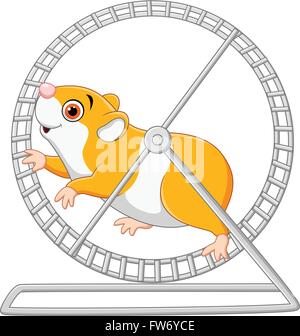 Cute hamster is running in its wheel, getting some exercise and having ...