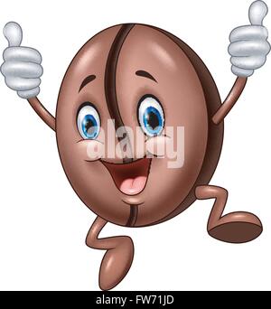 Mascot icon illustration of a Coffee bean superhero wearing a cape with ...