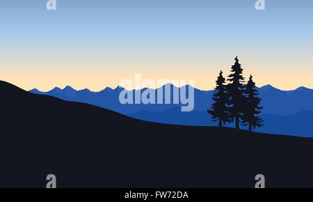Silhouette of mountain with spruce landscape Stock Vector Image & Art ...