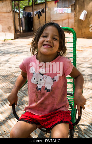 Guarani child in makeshift camp at Plaza de la Independencia, Asunción ...