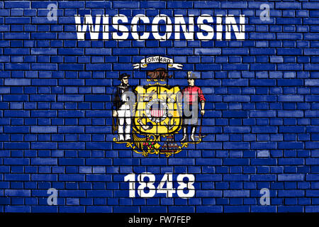Flag of Wisconsin painted on brick wall Stock Photo - Alamy