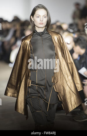 Tbilisi. 1st Apr, 2016. A model presents a creation by Dalood from ...