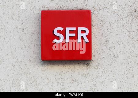 Mobile phone with logo of French telecommunications company Free SAS in ...