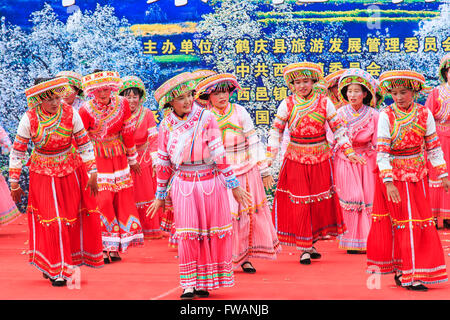 Heqing, China - March 15, 2016: Chinese women dressed with traditional ...