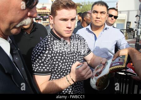 Amir Kahn and Canelo Alvarez seen with Oscar De La Hoya at Universal ...