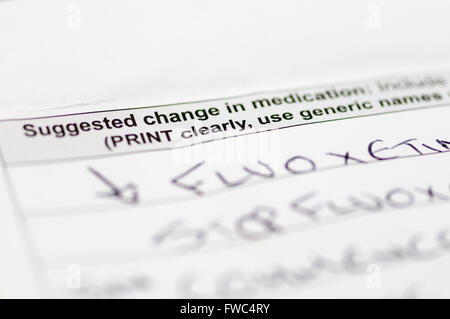 NHS prescription for Fluoxetine antidepressant Stock Photo - Alamy