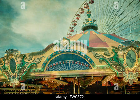 Ferris Wheel and Carousel Carnival Rides. Ohio State Fair. Columbus ...