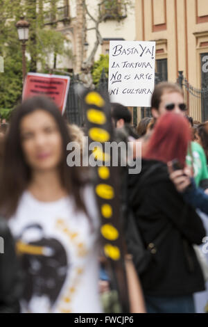 Seville, Spain. 3rd Apr, 2016. Demonstrators protest against ...