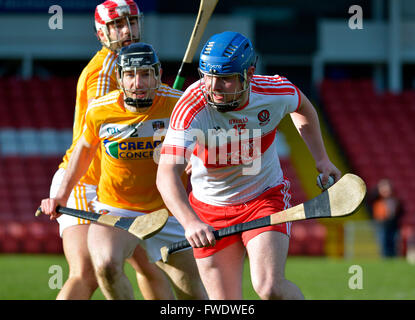 GAA National Hurling League, Derry v Antrim (in yellow), Celtic Park ...