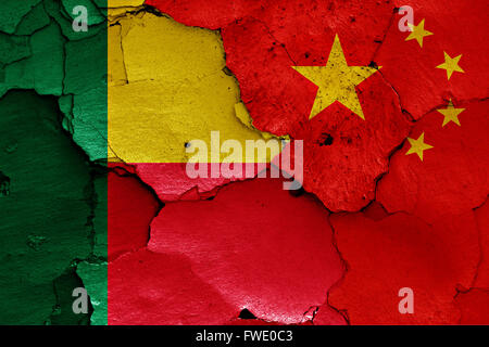 Flags of Benin and China painted on cracked wall Stock Photo - Alamy